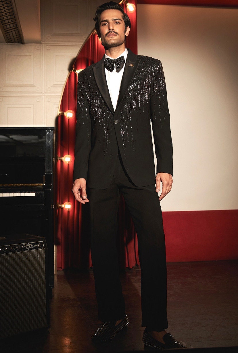 Black Sequin Tuxedo for Men, Wedding Tuxedo for Men - Etsy