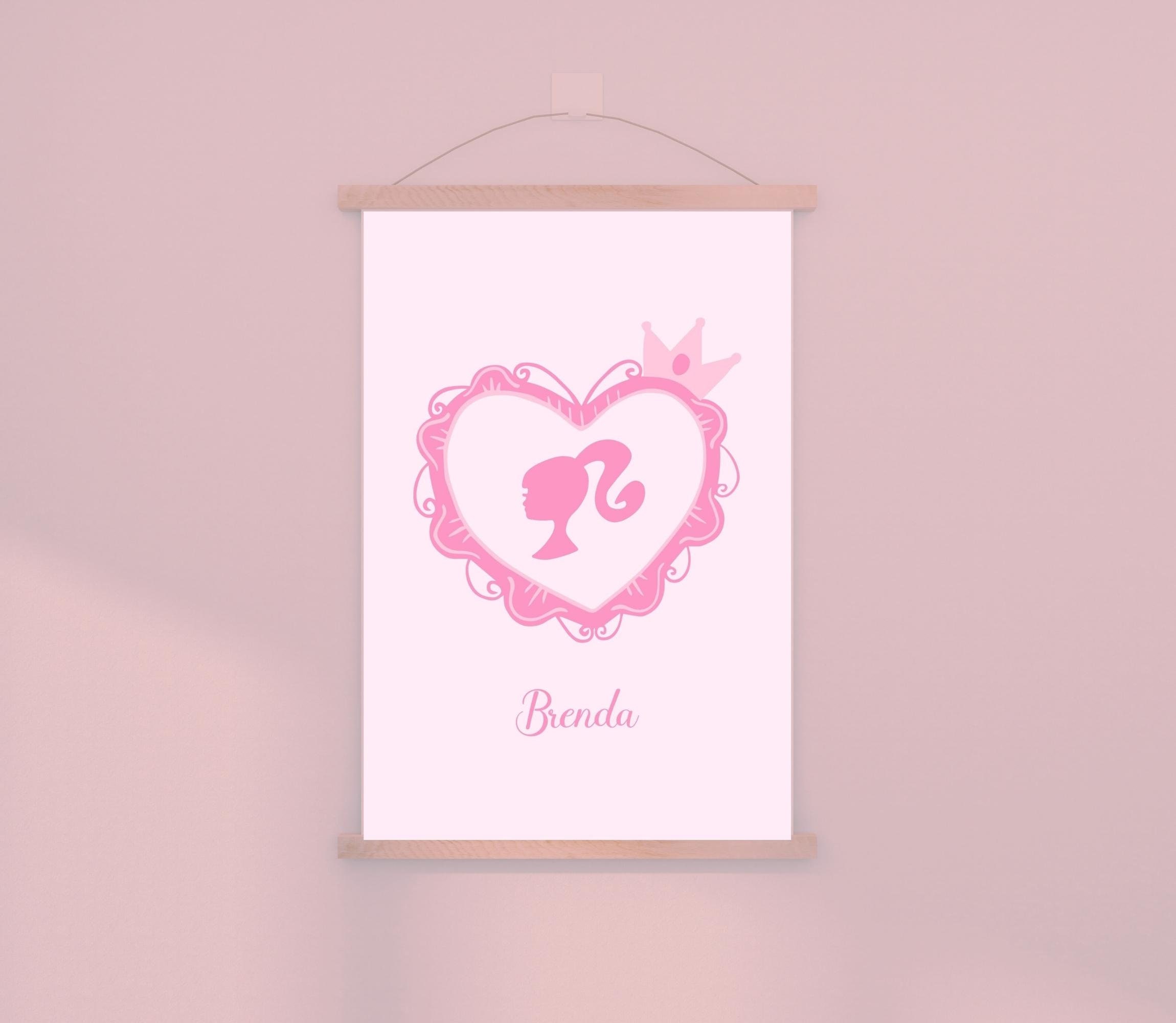 Personalized Barbie Theme Print, Pink Baby Girl Nursery Printable for ...