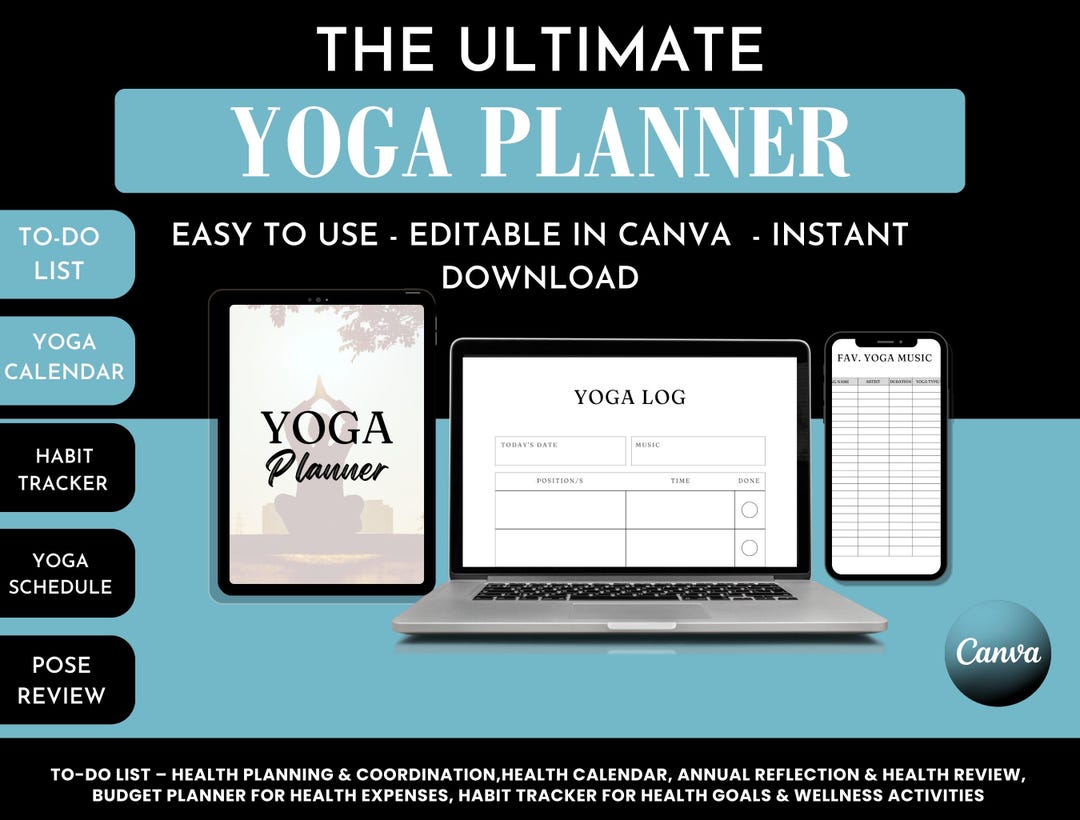Daily Yoga Journal Printable | Daily Yoga Planner | Wellness Planner ...