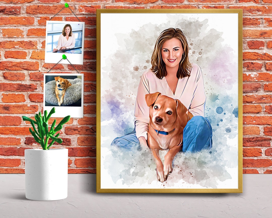 Realistic Dog Owner Portrait, Photoshop Deceased Pet Portrait, Add Pet ...