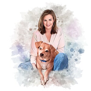 Realistic Dog Owner Portrait, Photoshop Deceased Pet Portrait, Add Pet ...