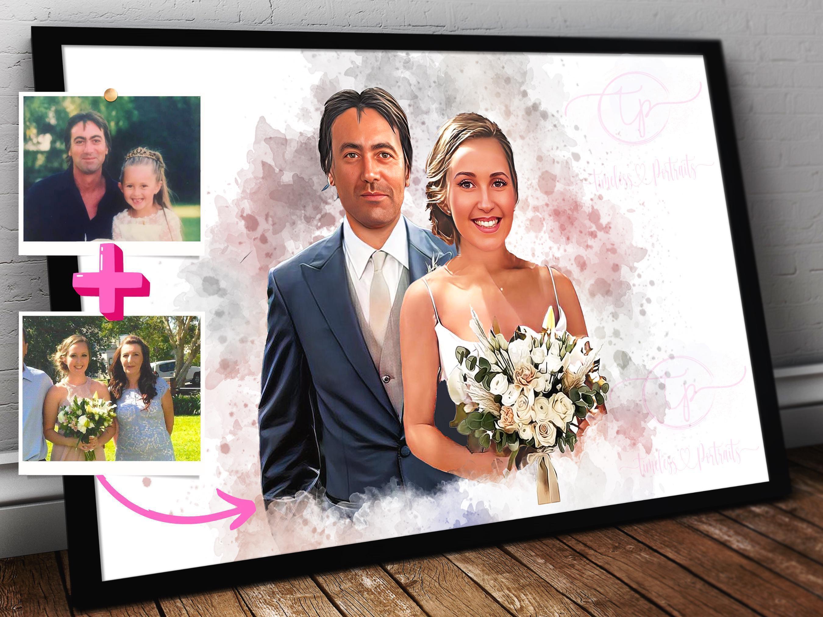 Wedding Photo With Passed Away Father, Memorial Portrait, Large Canvas ...
