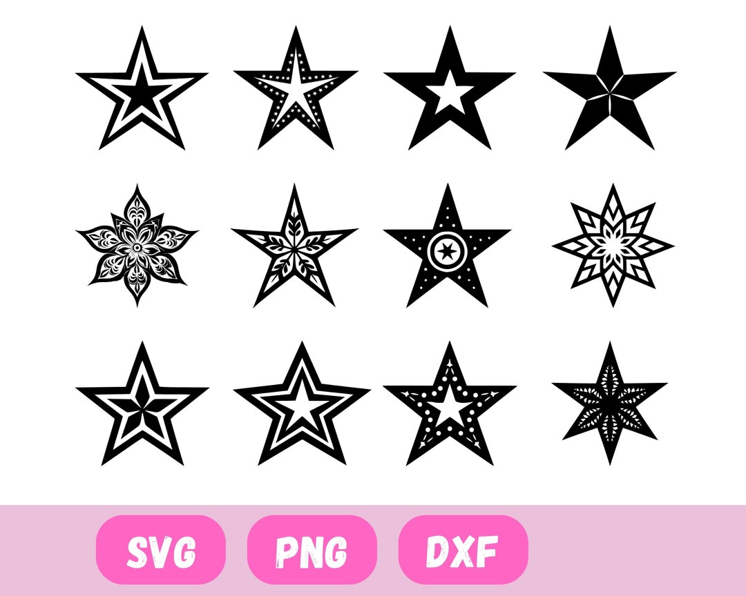 Star Svg Bundle, Svg Files for Cricut, Celestial Svg, Christmas Stars Svg, Christmas Clip Art ...