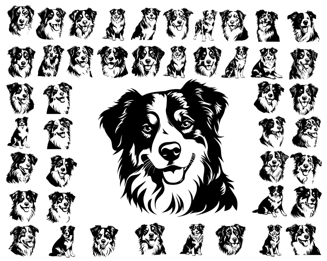Australian Shepherd, Dog Face Svg, Dog Svg Bundle, Svg Files for Cricut ...