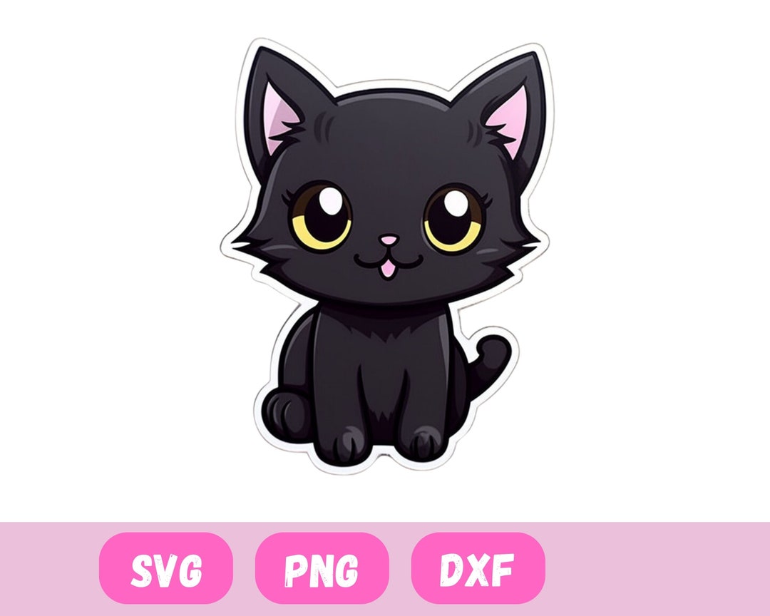 Printable Black Cat Sticker, Black Cat, File for Cricut, Silhouette Png ...