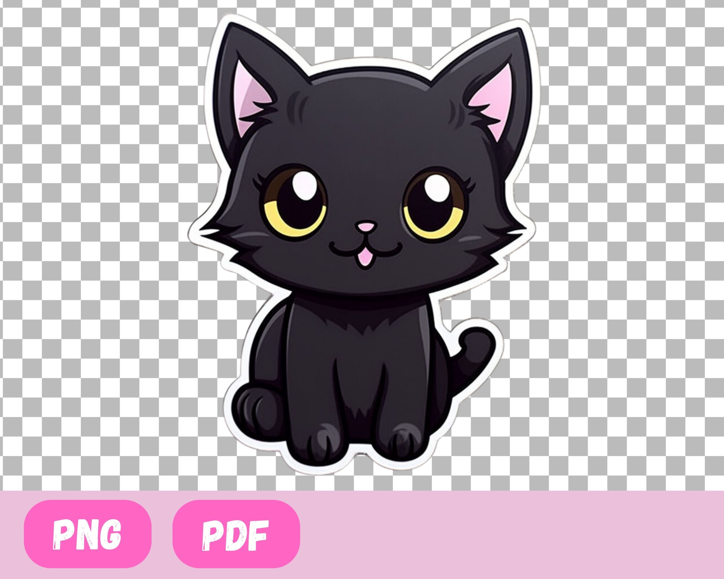 Printable Black Cat Sticker Black Cat File for Cricut - Etsy