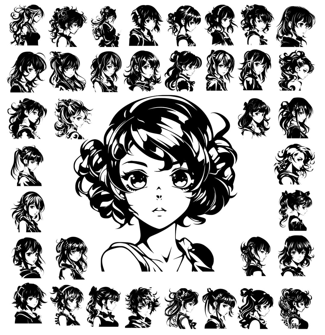 Anime SVG Bundle, Anime Vector, Anime Character, Kawaii Svg, Manga SVG ...