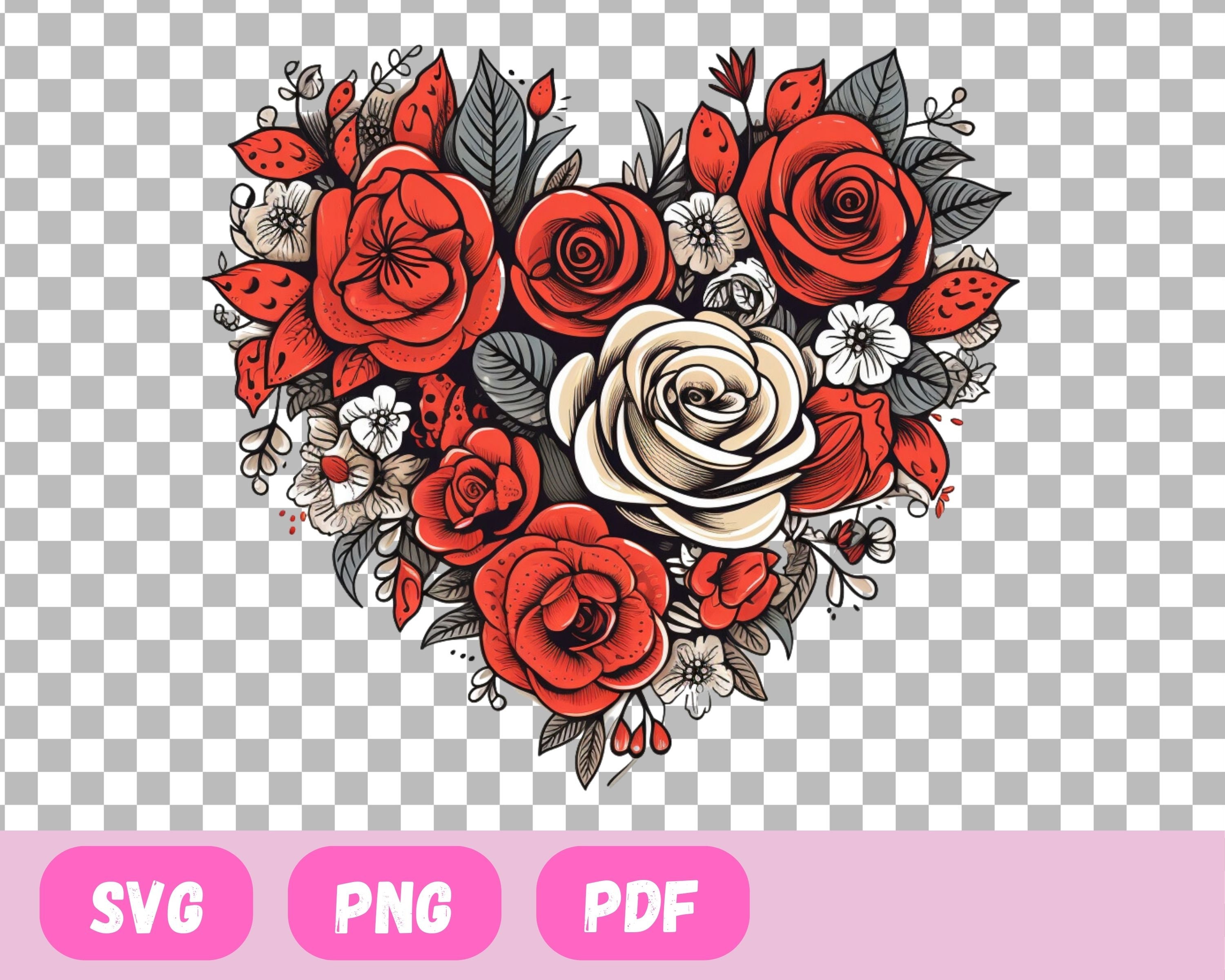 Roses Svg Heart Svg Flower Bouquet Svg Svg Files for - Etsy