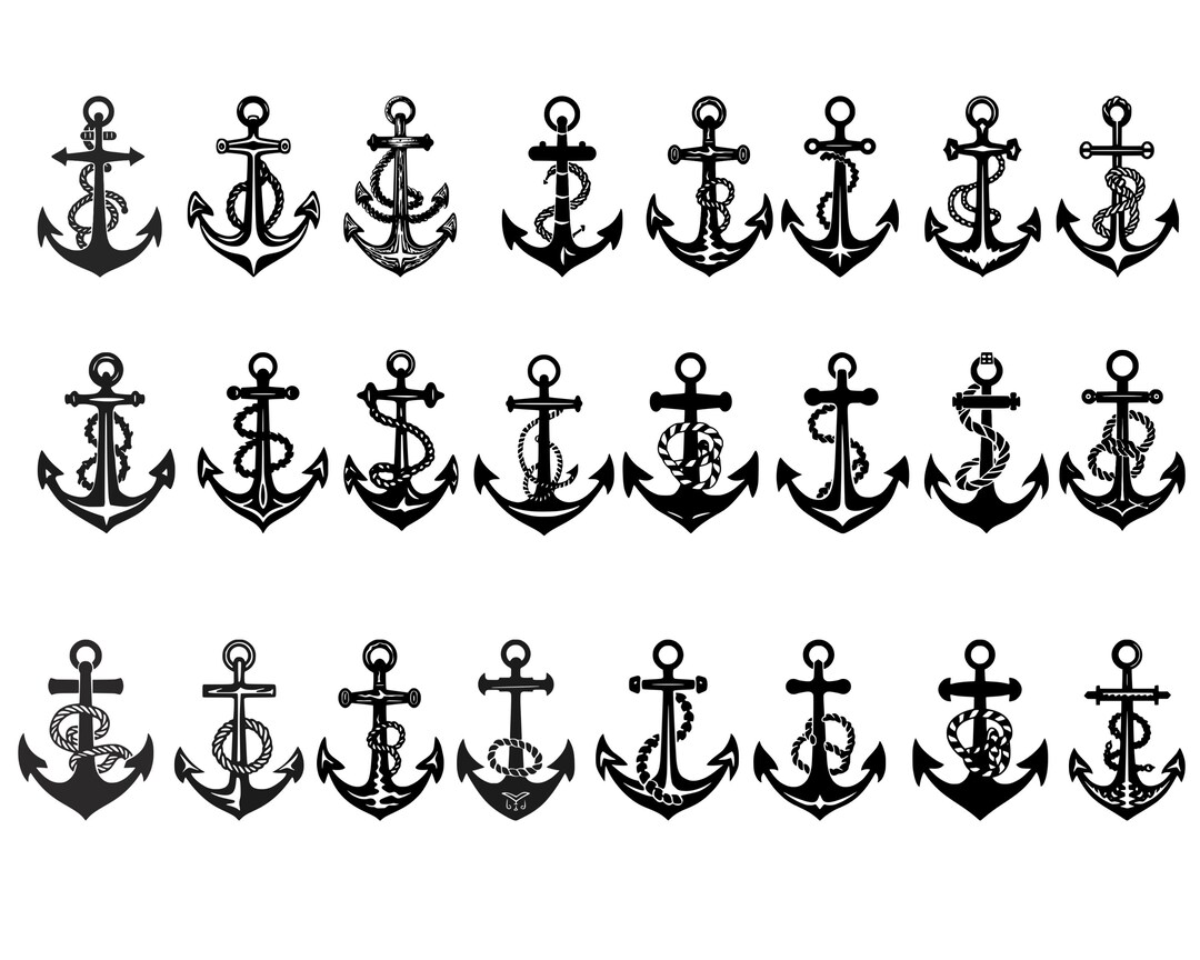 Anchor SVG Bundle, Anchor Frame SVG, Anchor Clipart, Split Anchor Rope ...