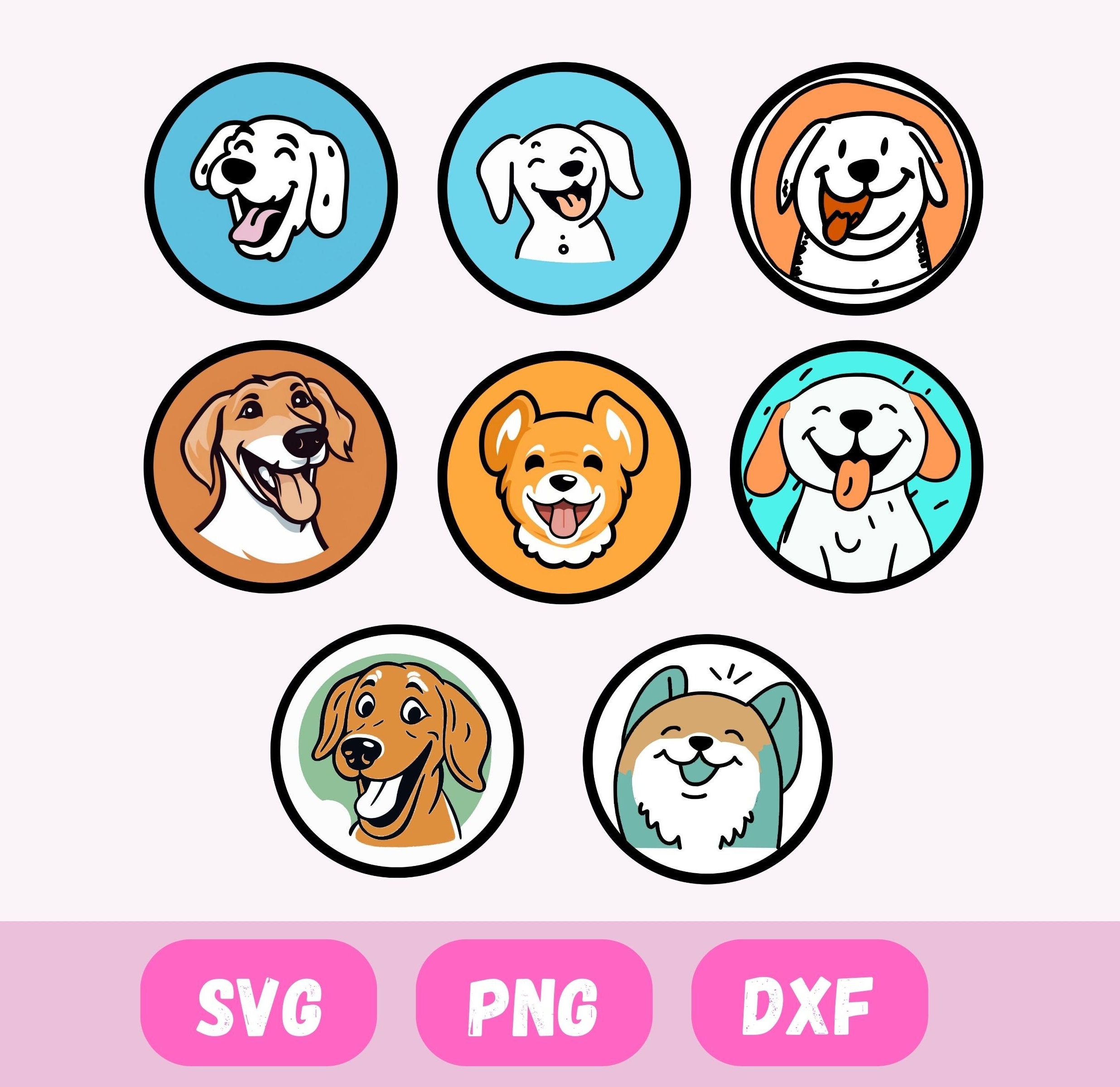 Nice Png and Svg Stickers of Smiling Dogs Bundle Dog - Etsy