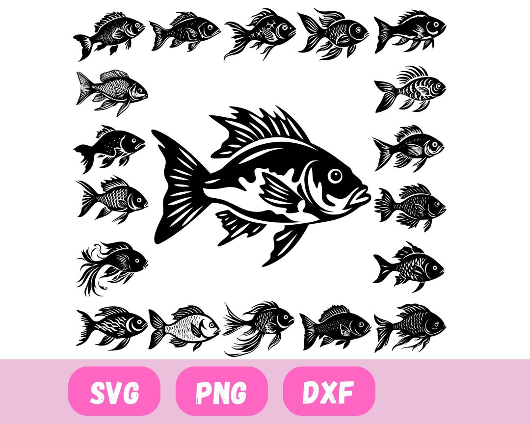 Fish Svg Bundle, Fish Svg, Svg Files for Cricut, Fishing Svg, Shark Svg ...