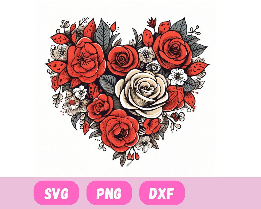 Rosas svg, coração svg, buquê de flores svg, arquivos svg para cricut ...