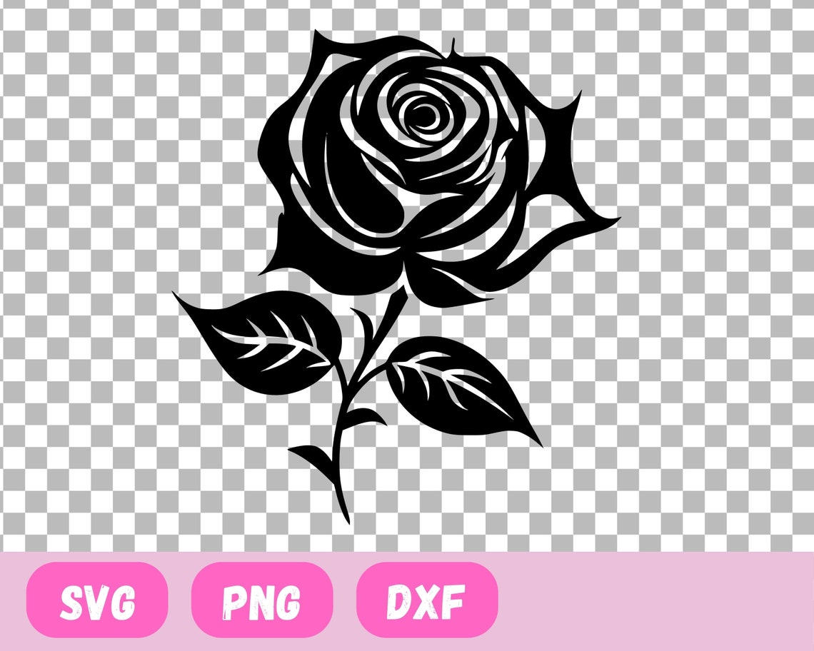 Single Rose Svg, Rose, Clip Art Download, Wedding Gift, Rose Flower Svg ...