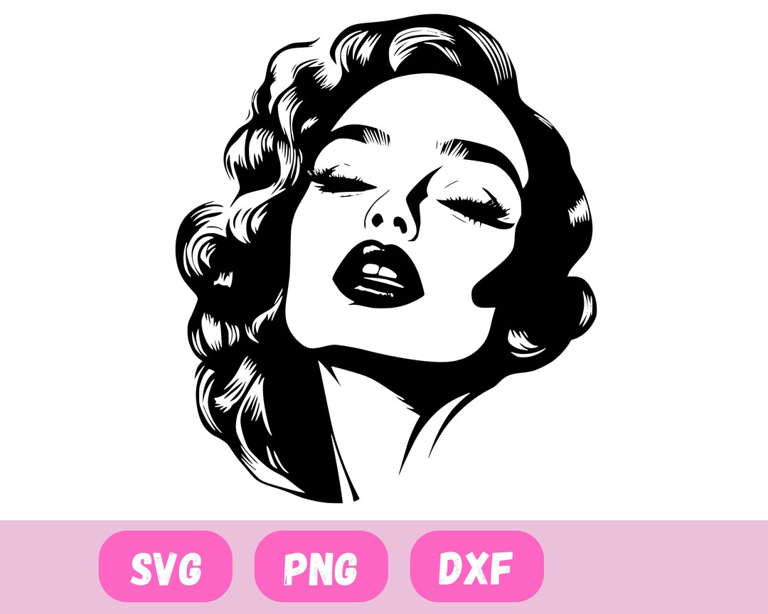 Pin-up Svg, Svg Files for Cricut, Woman Face Svg, Woman Head Svg, 40s ...
