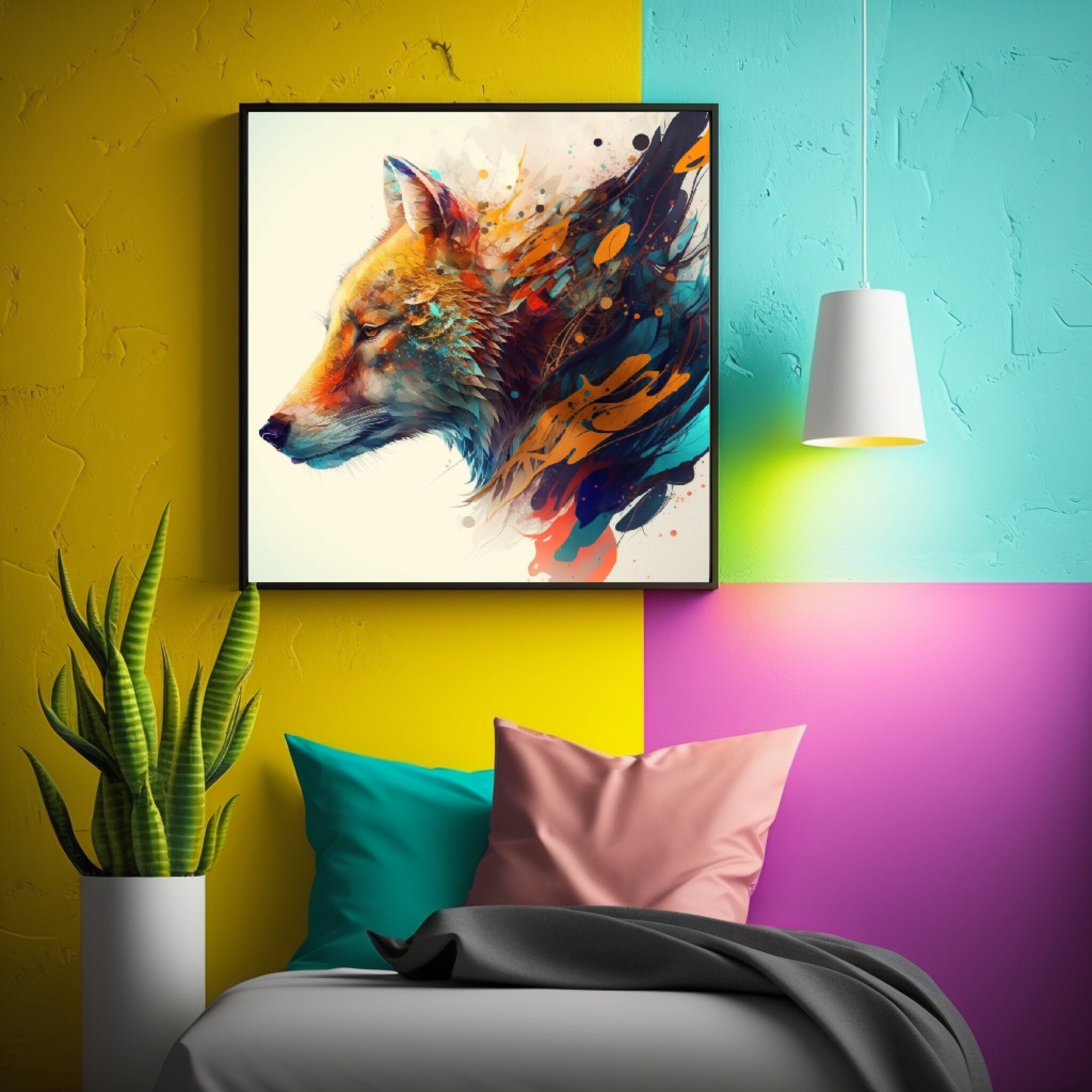 FOX ART PRINT, Best Selling Art, Host Gift, Printable Abstract Colorful ...