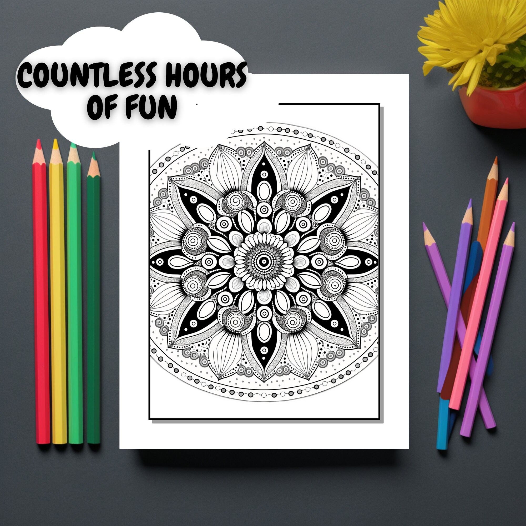 MANDALA ART BOOK, Pattern Adult Book, Teen Coloring Art, Mandala ...