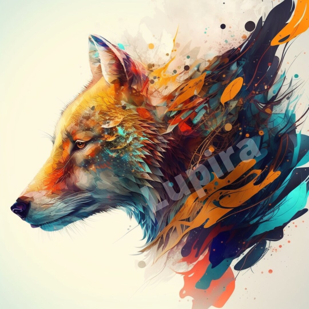 FOX ART PRINT, Best Selling Art, Host Gift, Printable Abstract Colorful ...