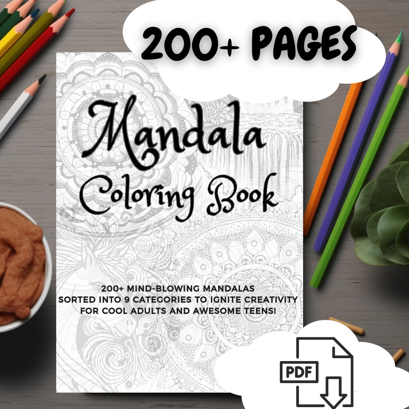 MANDALA ART BOOK, Pattern Adult Book, Teen Coloring Art, Mandala ...