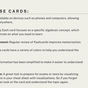 Algebra Note Cards| Formula Sheet| Cheat Sheet - Etsy