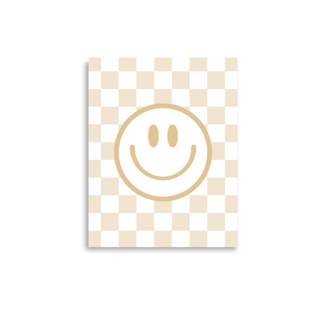 Checker Smiley Face Art Print - Etsy