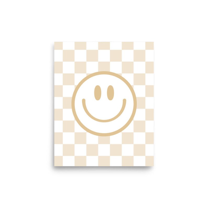 Checker Smiley Face Art Print - Etsy