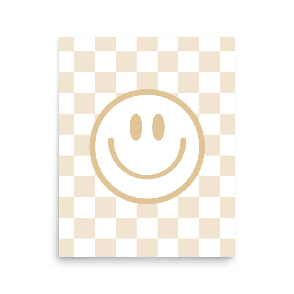Checker Smiley Face Art Print - Etsy