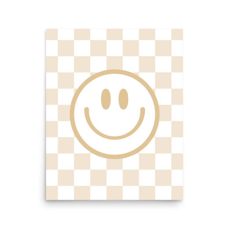 Checker Smiley Face Art Print - Etsy