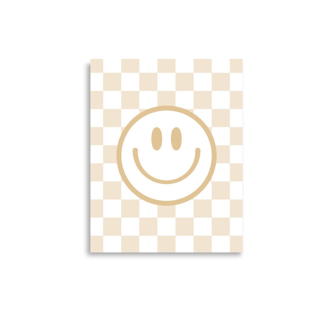Checker Smiley Face Art Print - Etsy