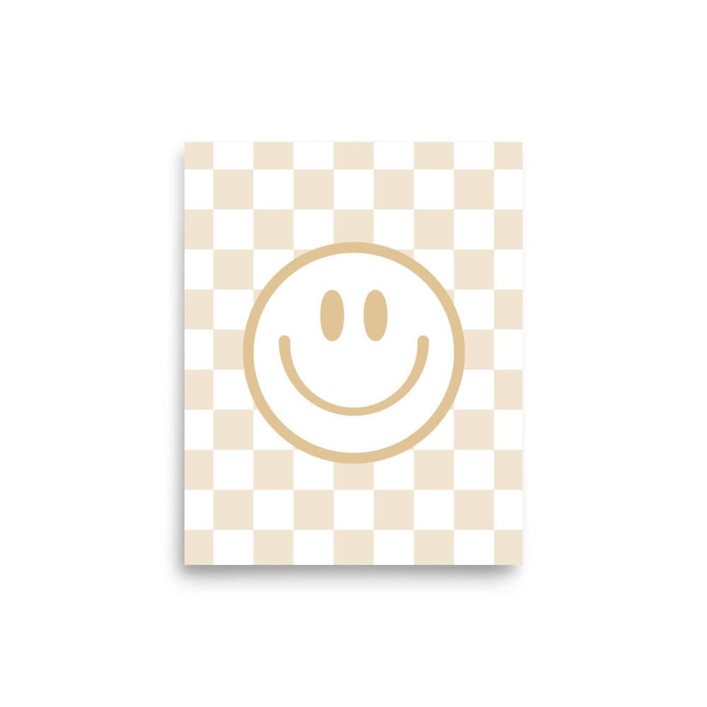 Checker Smiley Face Art Print - Etsy