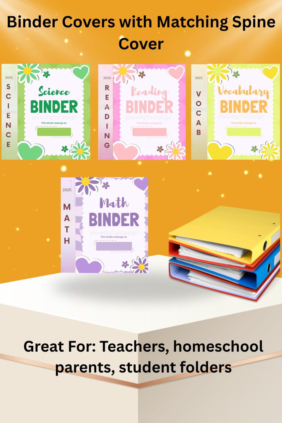 Editable Teacher Binder Covers & Spine Labels Bundle – Printable School ...
