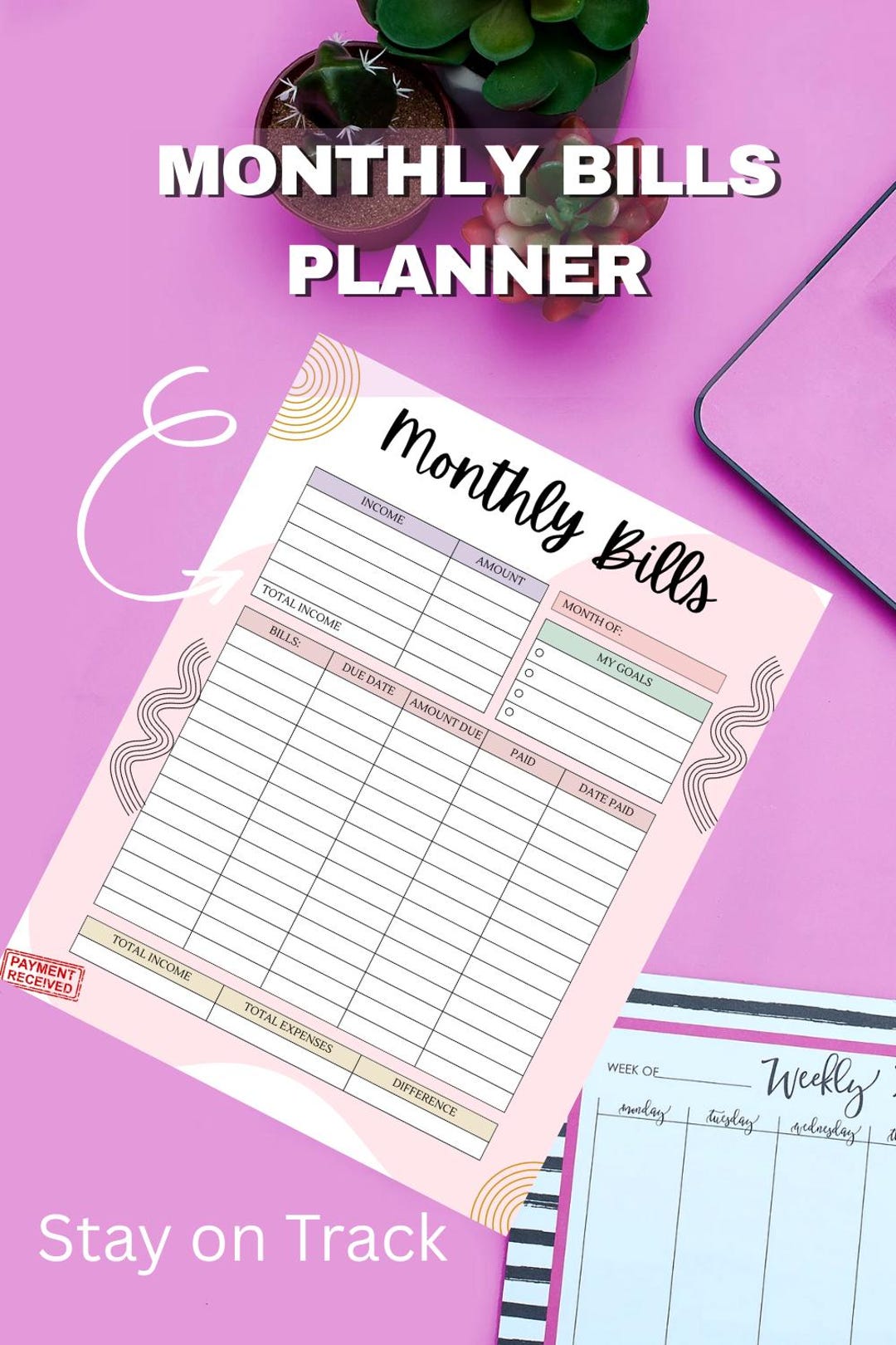 Monthly Bill Planner: Printable Budget Sheet & Canva Template (digital ...