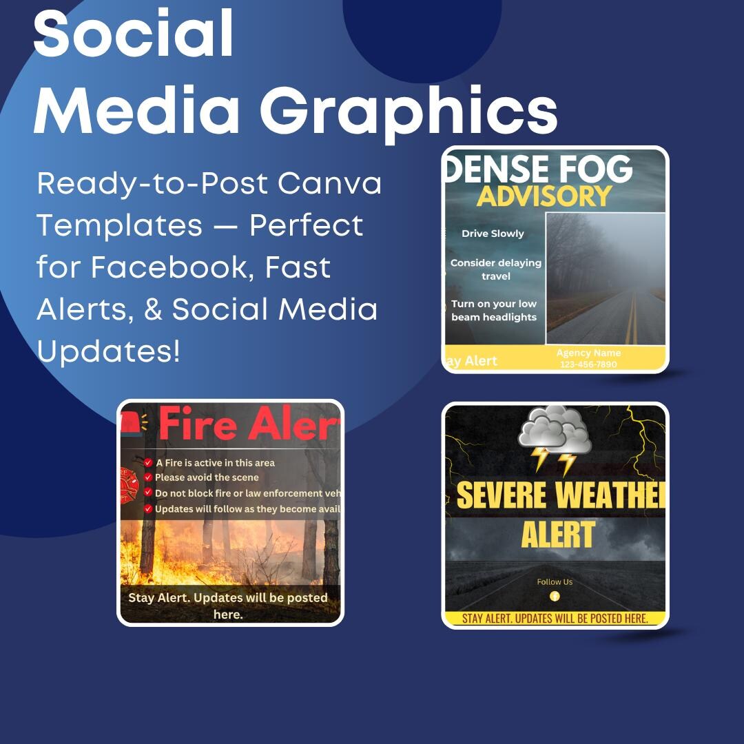 Editable Canva Weather Alert Templates: Public Safety Social Media - Etsy