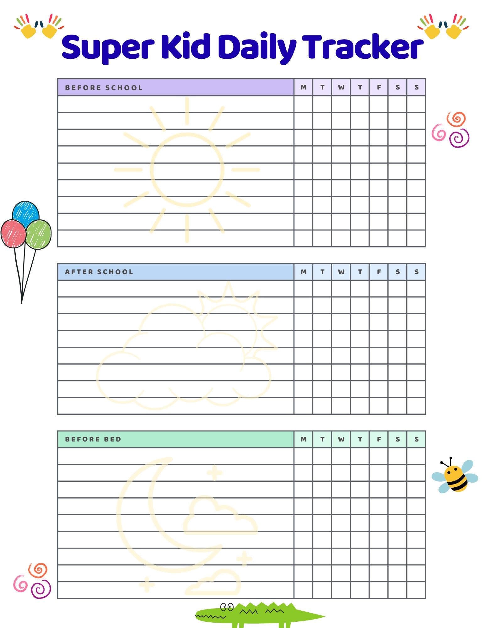 Kids Daily Checklist Printable: Customizable Routine Chart for Home ...