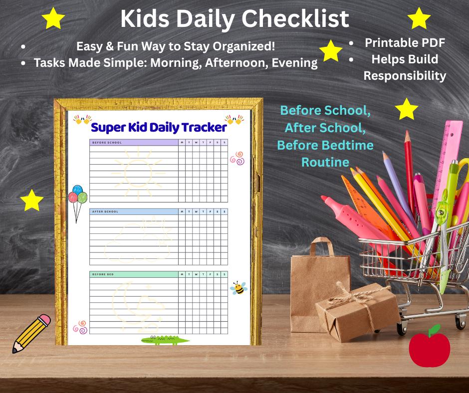 Kids Daily Checklist Printable: Customizable Routine Chart for Home ...