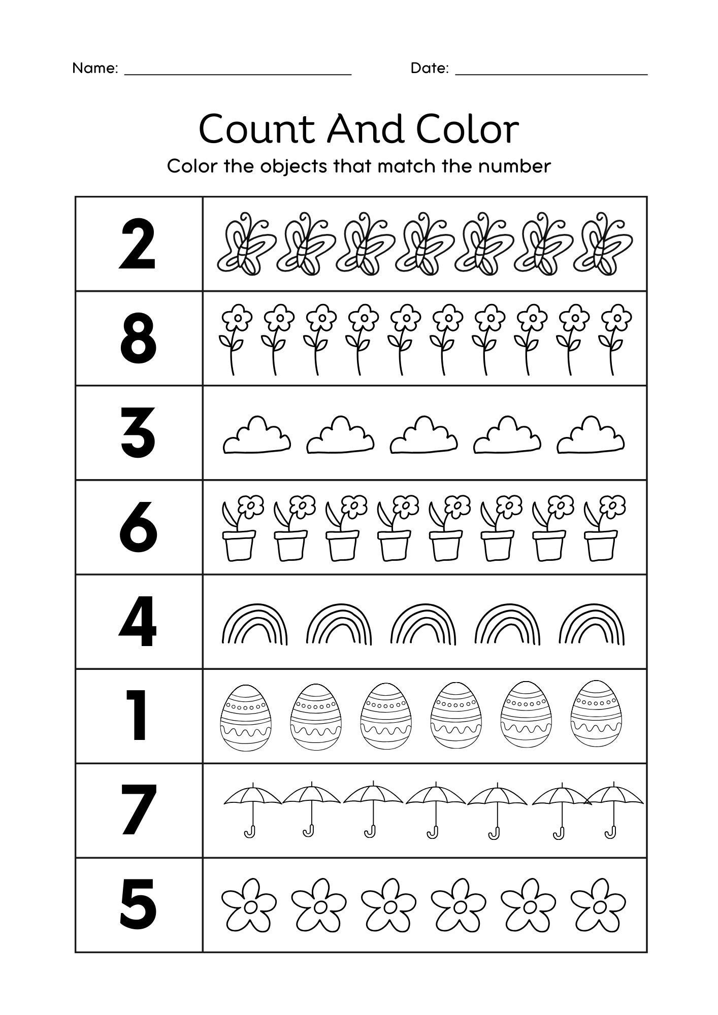 Count and Color the Objects - Etsy