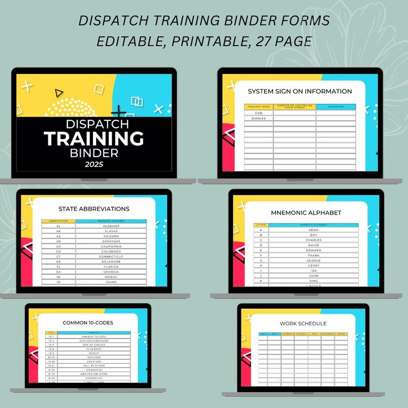 Dispatcher Training Binder: 2025 Calendar, 10 Codes, Mnemonic Alphabet ...