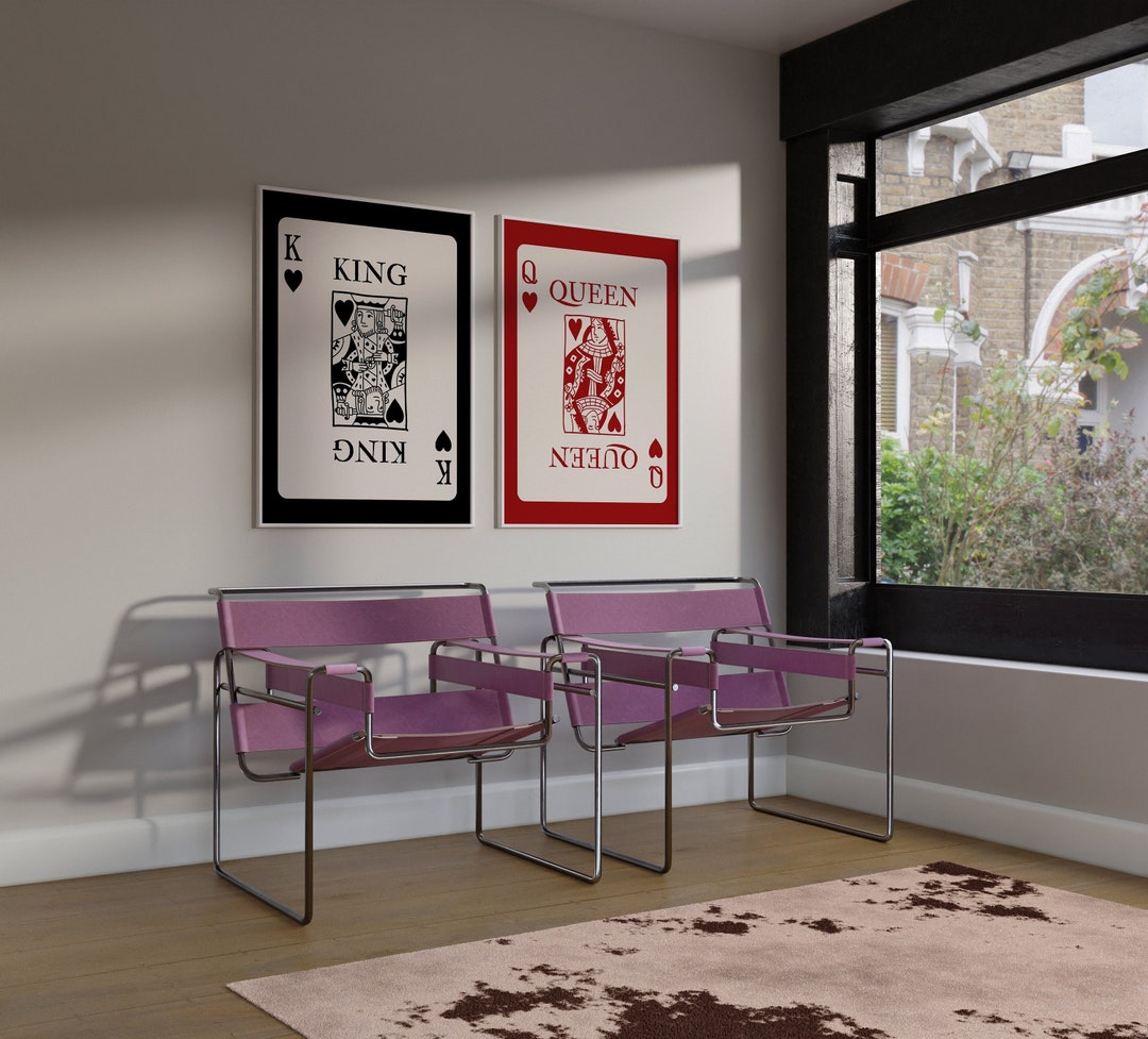 Couple Retro Poster Set, Aesthetic Poster, Trendy Wall Art Set, King ...