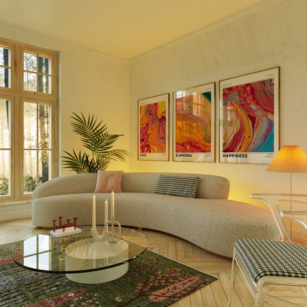 Retro Gallery Poster Set of 3 Trendy Wall Art Modern Wall - Etsy