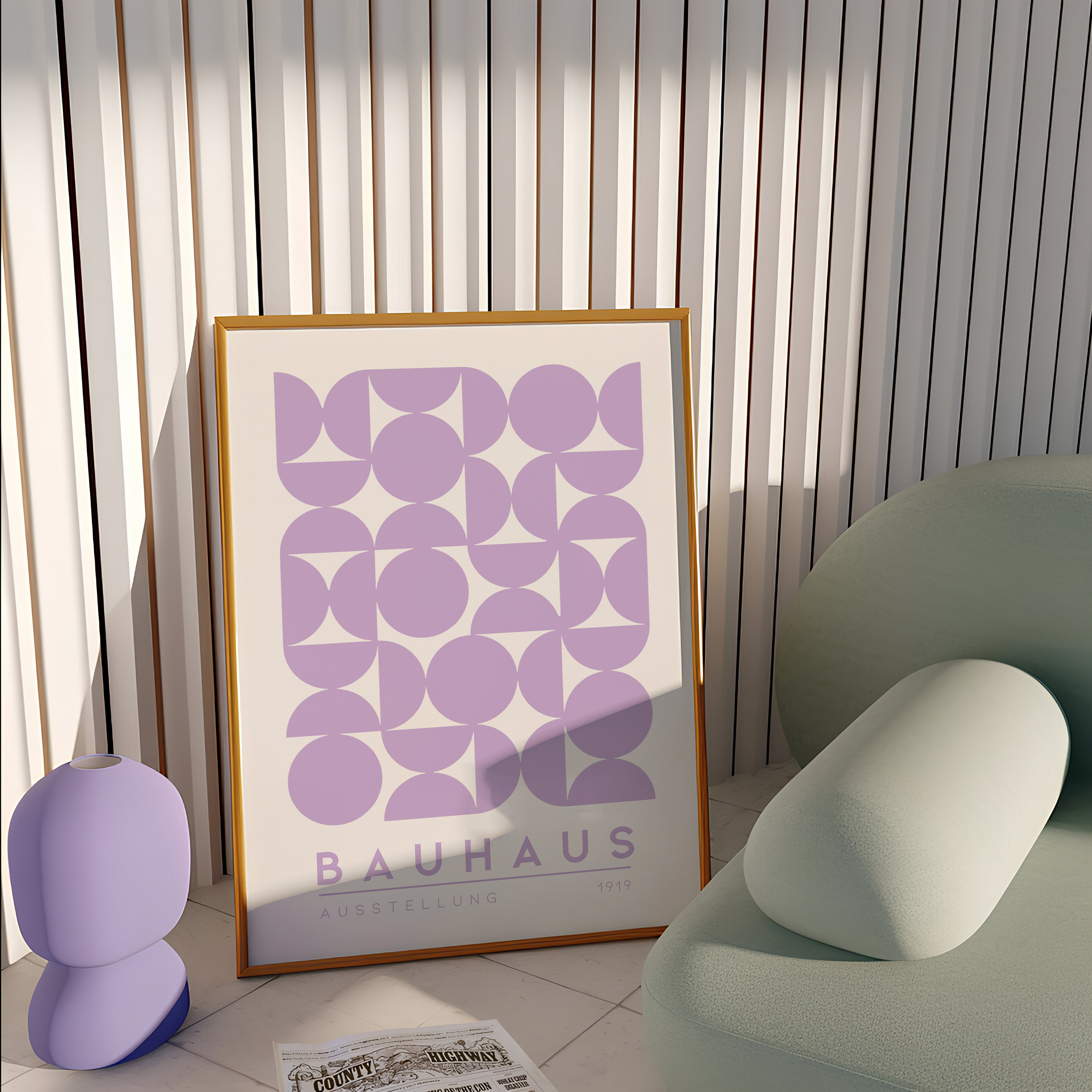 Purple Bauhaus Wall Art Set of 3, Bauhaus Prints, Bauhaus Exhibition ...