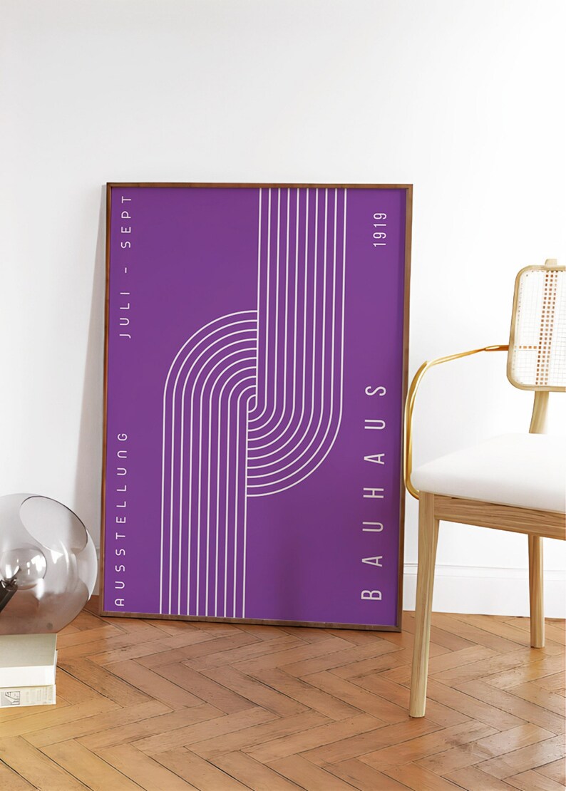 Purple Bauhaus Wall Art Set of 3, Bauhaus Exhibition Poster, Gallery ...