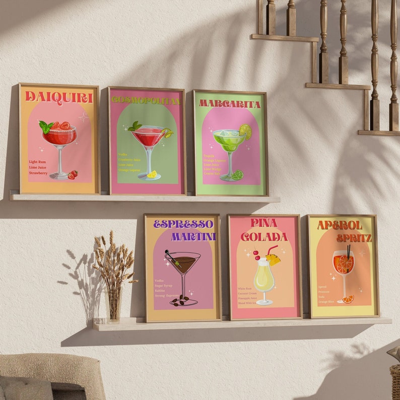 Cocktail Prints Set of 6 Cocktail Gallery Poster Cocktail - Etsy