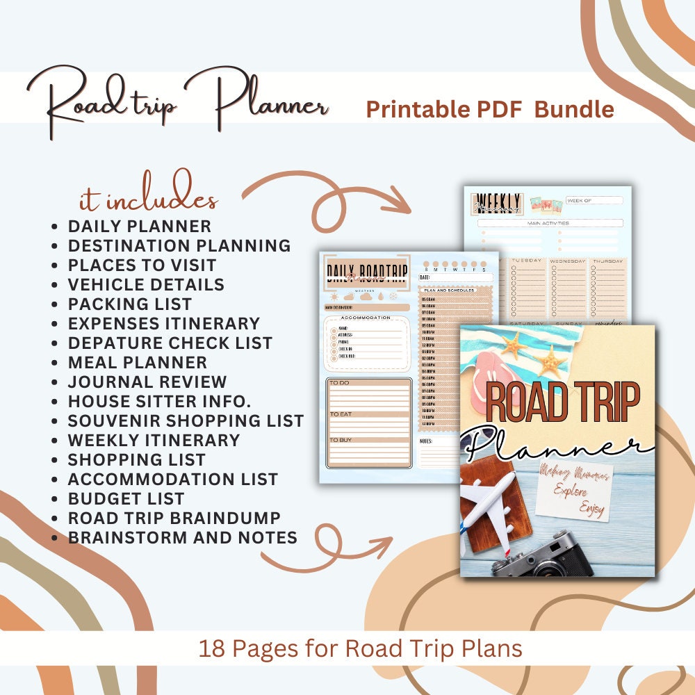 79 Page Digital Road Trip Planner, Printable Journal, Instant Download ...