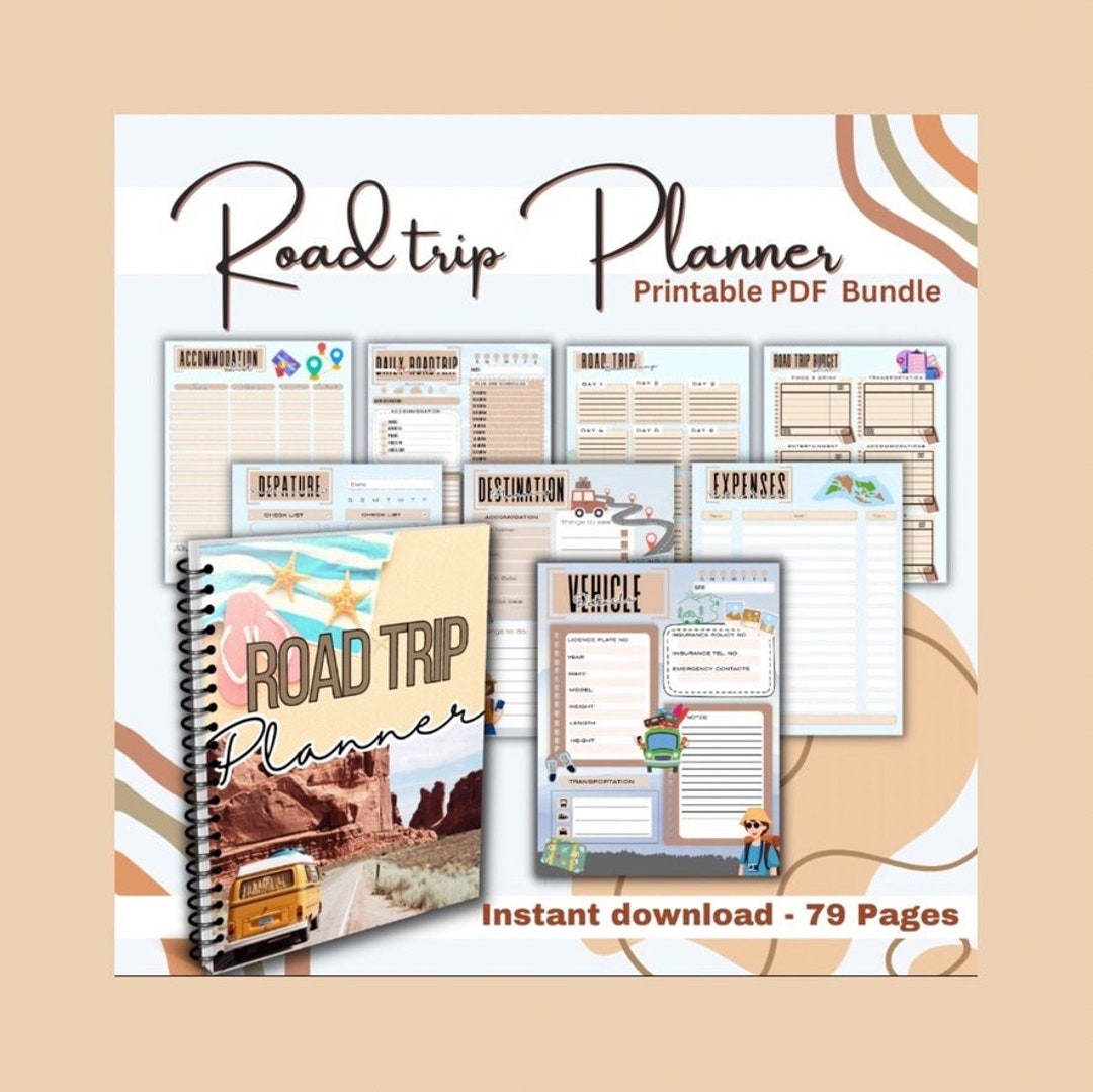 79 Page Digital Road Trip Planner, Printable Journal, Instant Download ...