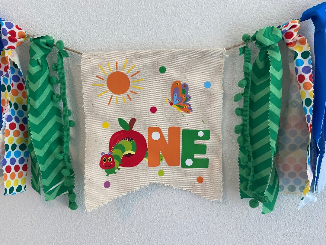Very Hungry Caterpillar Birthday High Chair Banner One Birthday Banner ...
