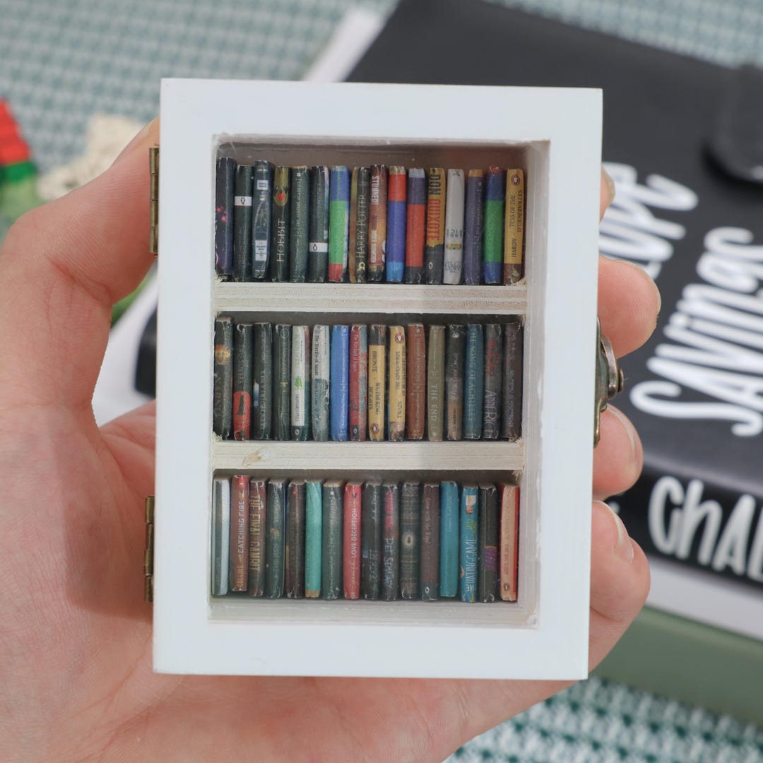 Elegant White Pocket Edition Anxiety Bookcase Miniature Bookshelf for ...