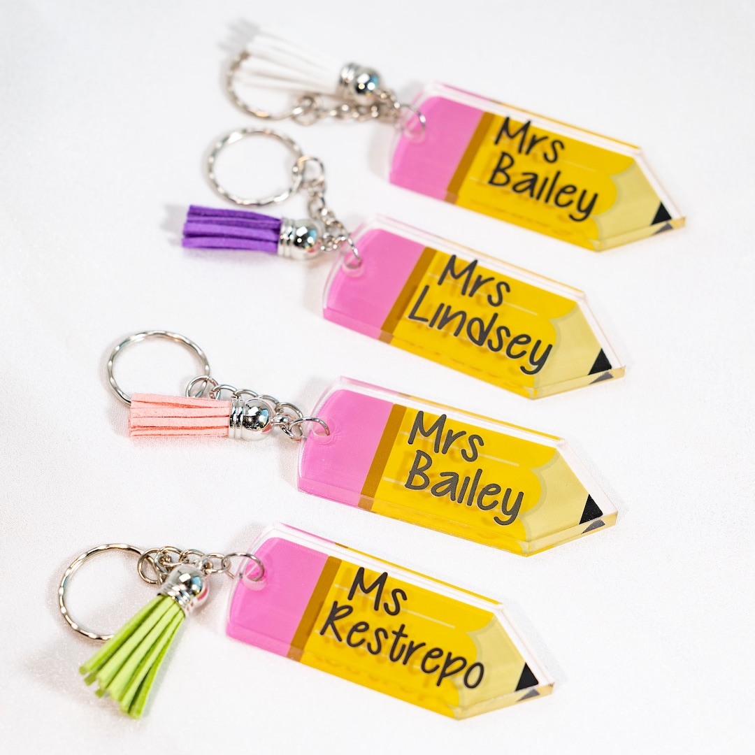 Personalized Teacher Pencil Keychain - Customizable With Name, Perfect ...