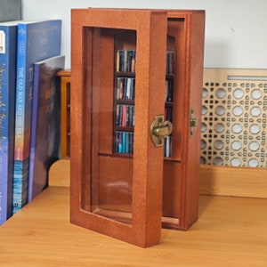 Miniature Wooden Bookshelf With Mini Books - Handmade Display Case for ...