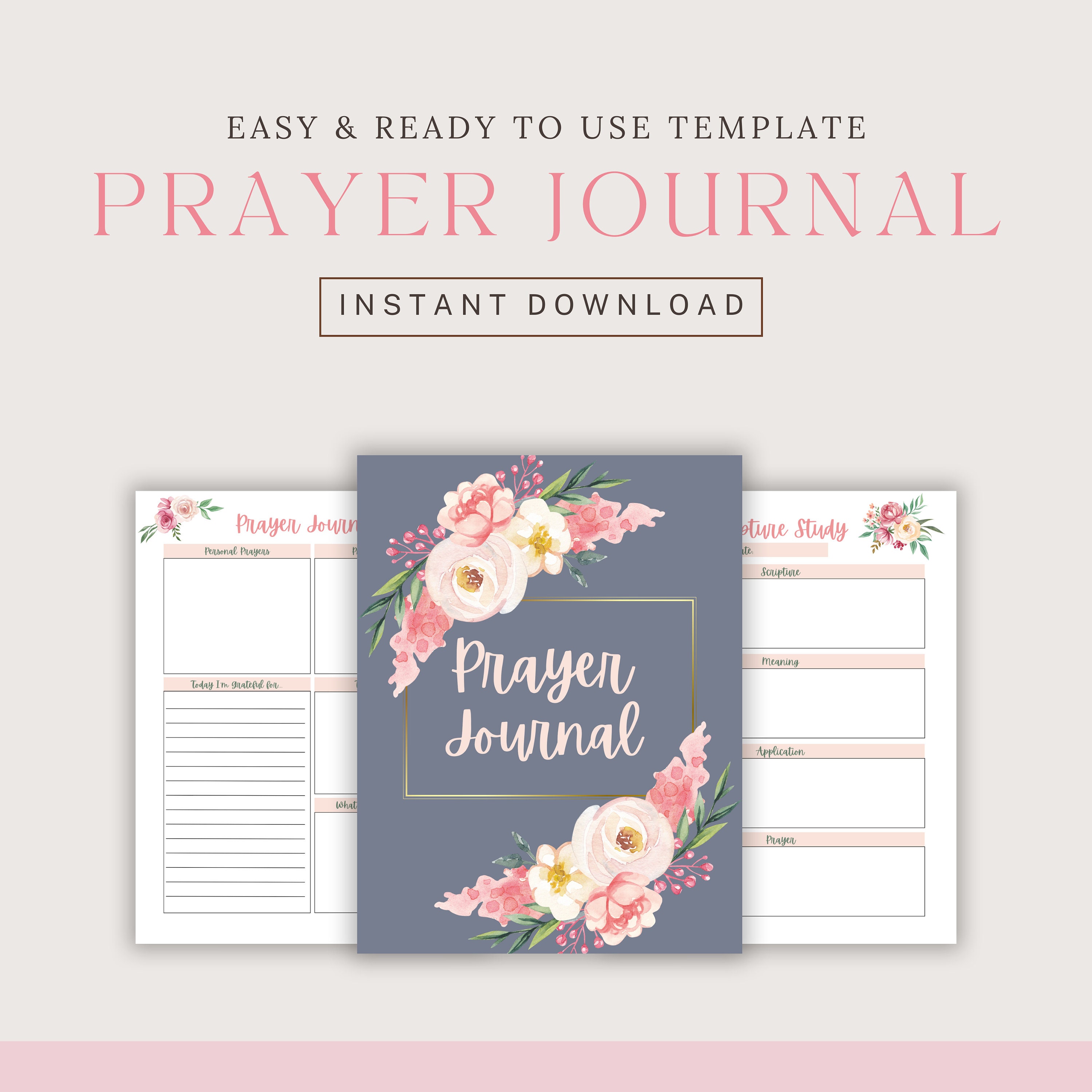 Printable Prayer Journal Peony Design - Etsy