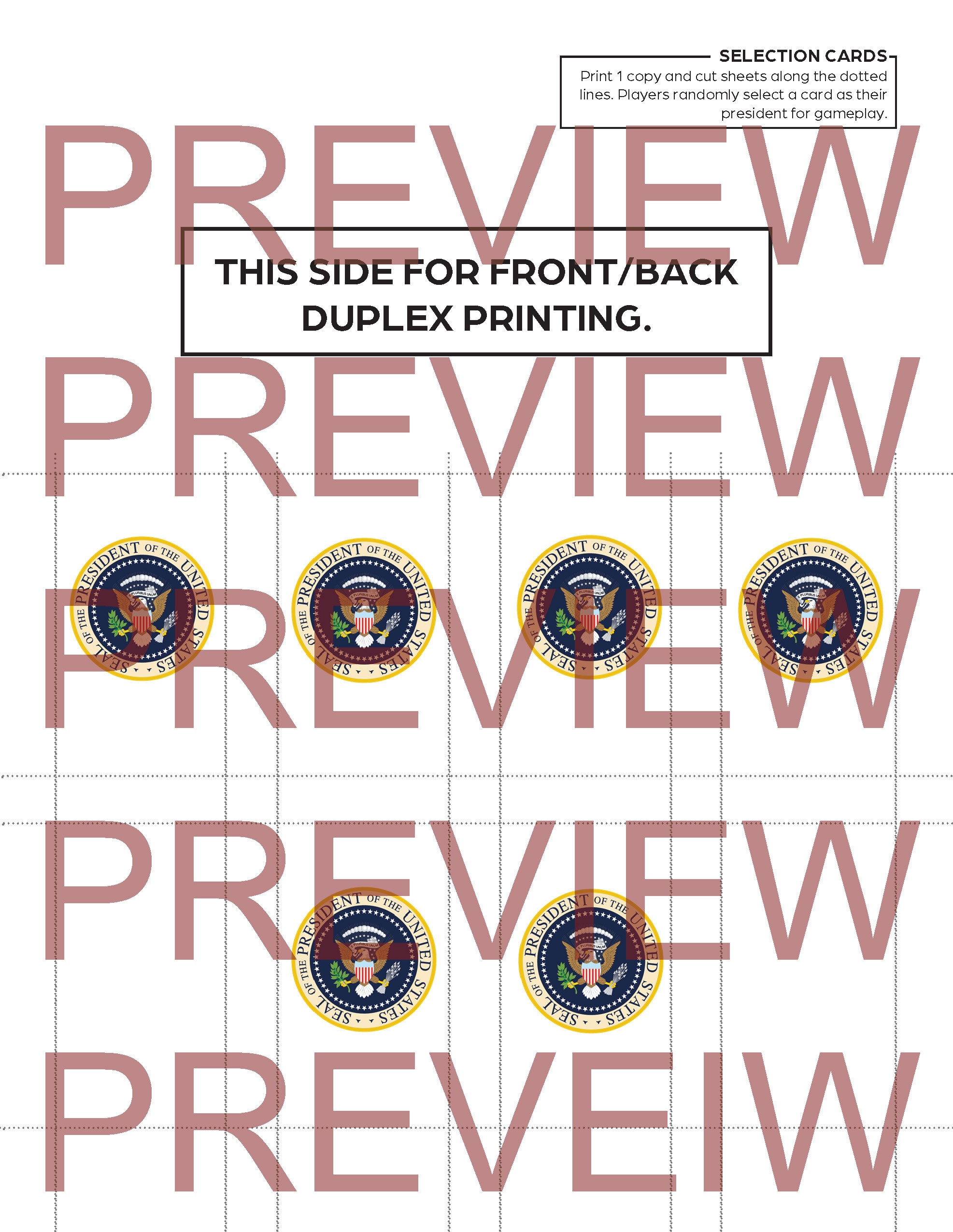 Presidents of the USA Guessing Game Pieces Printable - Etsy