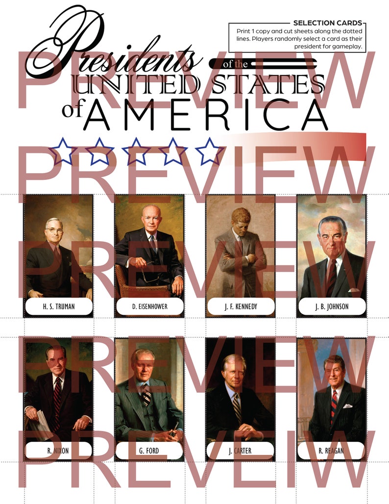 Presidents of the USA Guessing Game Pieces Printable - Etsy